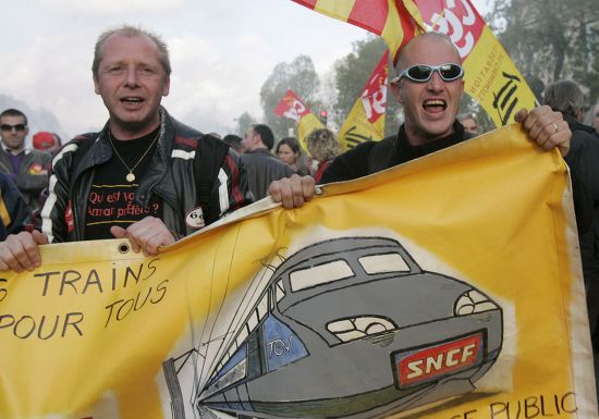 European Railway Workers Shout Slogans Hold Editorial Stock Photo ...