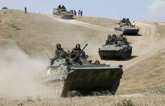 Russian Apcs Tanks Leave Their Position Editorial Stock Photo - Stock ...