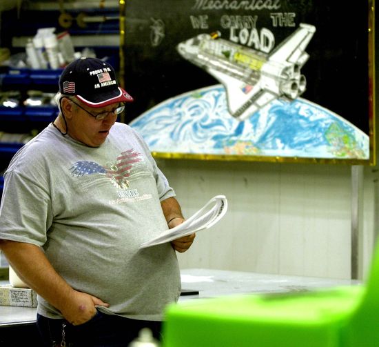 Nasa Worker Jim Reed Reads Bullentin Editorial Stock Photo - Stock ...