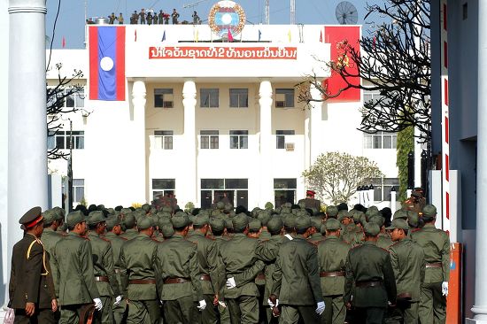 Lao Soldiers March Back Their Barracks Editorial Stock Photo - Stock ...