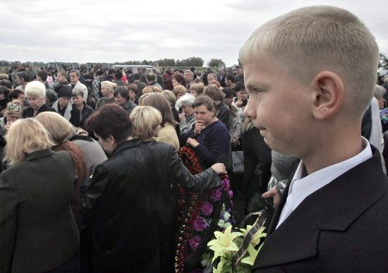 Boy Attends Group Funeral School Teacher Editorial Stock Photo - Stock ...