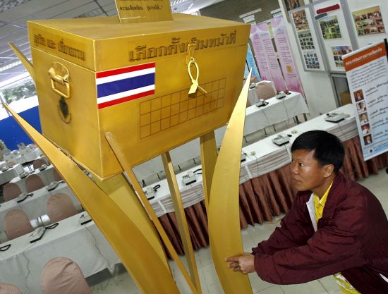 Thai Officer Adjusts Model Ballot Box Editorial Stock Photo - Stock ...
