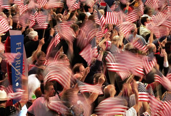Delegates Waves Us Flags During Third Editorial Stock Photo - Stock ...