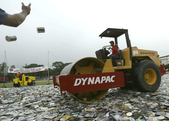 Bulldozer Rolls Over Pirated Dvd Vcd Editorial Stock Photo - Stock ...