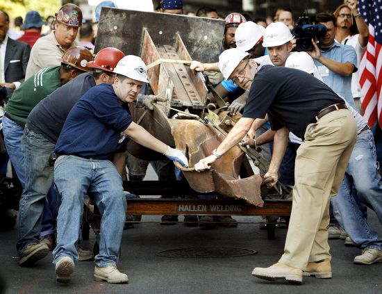 Steel Workers Move Twisted Steel Beam Editorial Stock Photo - Stock ...