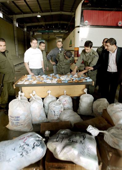 Lebanese Customs Officials Display Bags Containing Editorial Stock ...
