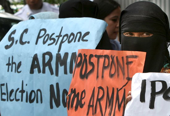 Muslim Protester Holds Placard Calling Postponement Editorial Stock ...