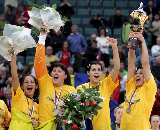 Players Romanian National Handball Team Hold Editorial Stock Photo ...