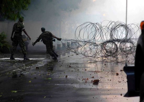 Backup Riot Police Set Barbed Wire Editorial Stock Photo - Stock Image ...