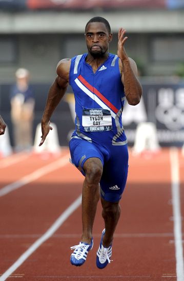 Tyson Gay Sprints Across Finish Line Editorial Stock Photo - Stock ...