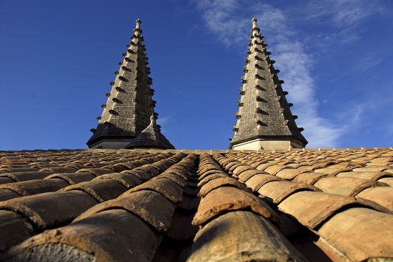 View Tiled Roof Two Conical Towers Editorial Stock Photo - Stock Image ...