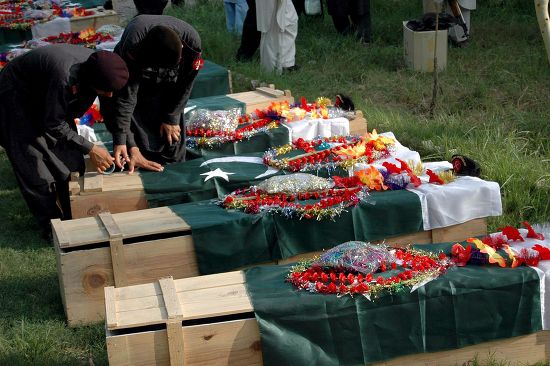 Pakistani Paramilitary Soldiers Place Coffins Their Editorial Stock ...