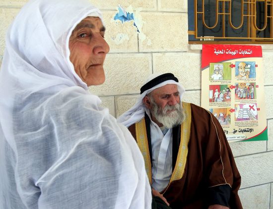 Elderly Palestinian Sheikh His Wife Sit Editorial Stock Photo - Stock ...