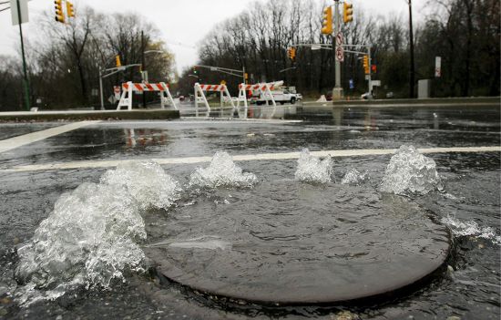 Water Rushes Out Manhole On Closed Editorial Stock Photo - Stock Image ...