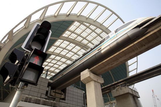 Maglev Magnetically Levitating Train Leaves Terminus Editorial Stock ...