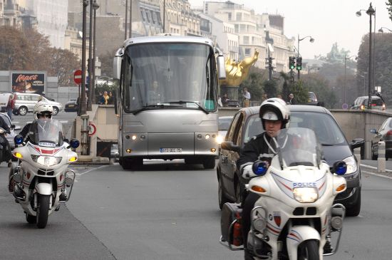 Motor Cycle Escort Bus Carrying Members Editorial Stock Photo - Stock ...