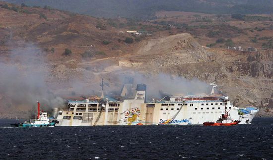 Smoke Rises Passenger Ship Wga Superferry Editorial Stock Photo - Stock ...