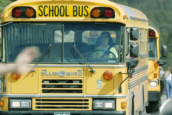 School Buses Head Toward Park County Editorial Stock Photo - Stock ...