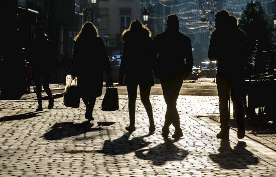 People Cast Shadows They Walk Street Editorial Stock Photo - Stock ...