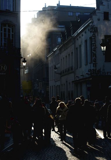 People Cast Shadows They Stand Street Editorial Stock Photo - Stock ...