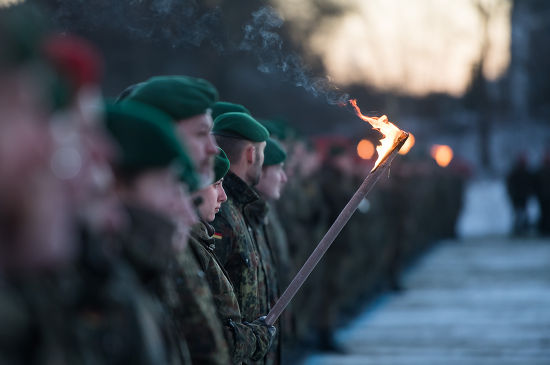 German Bundeswehr Soldier Holding Torch During Editorial Stock Photo ...