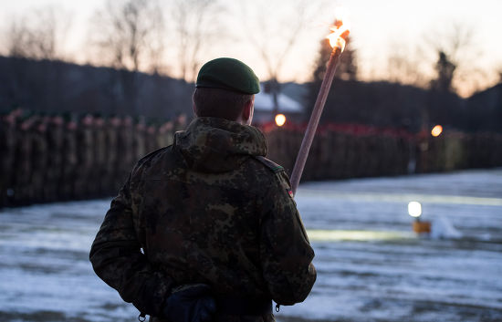 German Bundeswehr Soldier Holding Torch During Editorial Stock Photo ...