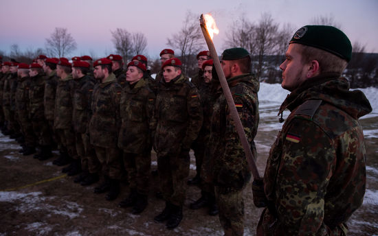 German Bundeswehr Soldier Holding Torch During Editorial Stock Photo ...