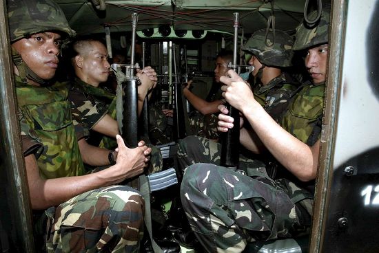 Filipino Government Troops Wait Inside Armored Editorial Stock Photo ...