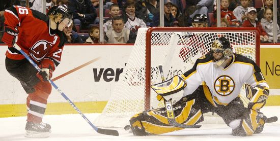 Boston Bruins Goaltender Andrew Raycroft Makes Editorial Stock Photo ...