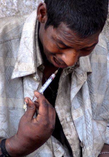 Indian Man Receives Drug Injection On Editorial Stock Photo - Stock ...