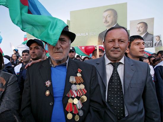 Azeri People Stand Front Preelectoral Posters Editorial Stock Photo ...
