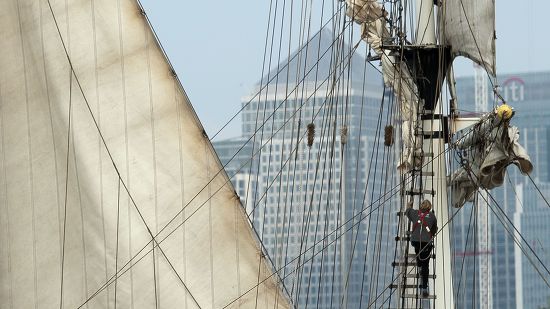 Crew Members Climbs Standing Rigging Tallship Editorial Stock Photo ...