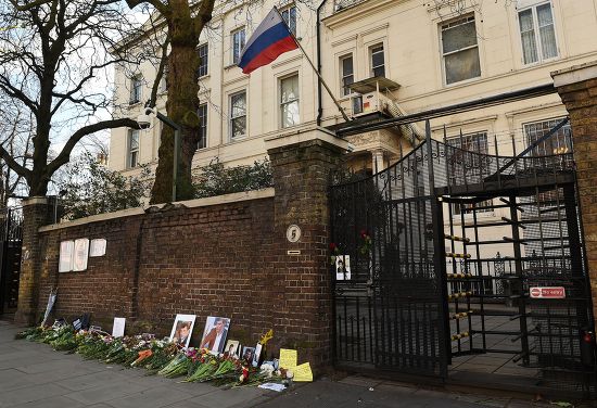 Flowers Lay Outside Russian Embassy London Editorial Stock Photo ...