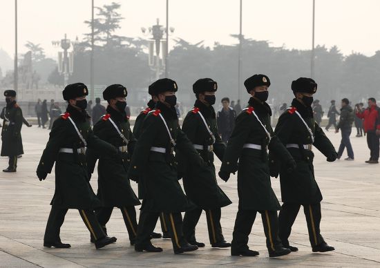 Chinese Paramilitary Wearing Protective Masks Deployed Editorial Stock ...