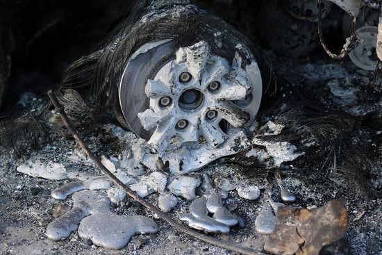 Destroyed Wheel Explosion Site Aftermath Huge Editorial Stock Photo ...