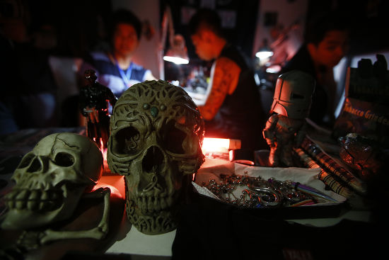 Closeup View Skulls While Filipino Tattoo Editorial Stock Photo - Stock ...