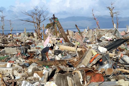 Filipino Walks Through Debris Typhoon Devastated Editorial Stock Photo ...