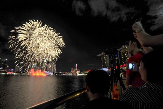 Members Public Watch Fireworks Display Over Editorial Stock Photo ...