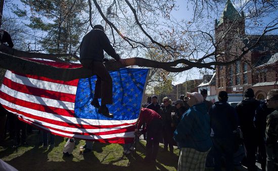 Supporters Hang American Flag Tree Across Editorial Stock Photo - Stock ...