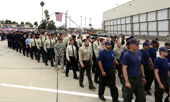 Firefighters Pass Procession During Ceremony Honoring Editorial Stock ...