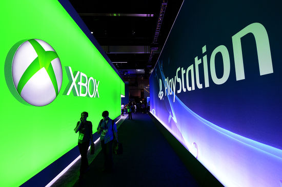 Visitors Walk Between Xbox Playstation Exhibition Editorial Stock Photo ...