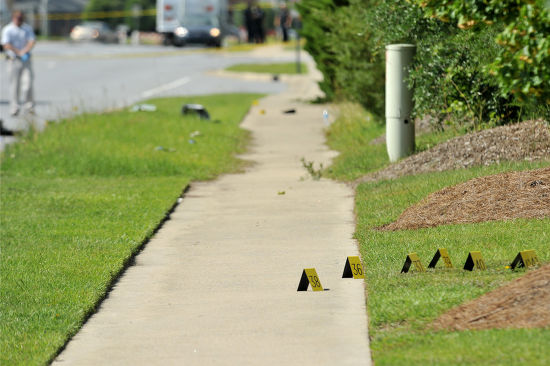 Crime Scene Markers Expended Ammunition Rounds Editorial Stock Photo ...