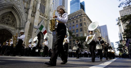 Marching Band Walks Fifth Avenue During Editorial Stock Photo - Stock ...