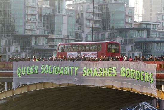 Protesters Unfurl Banner Which Reads Queer Editorial Stock Photo ...
