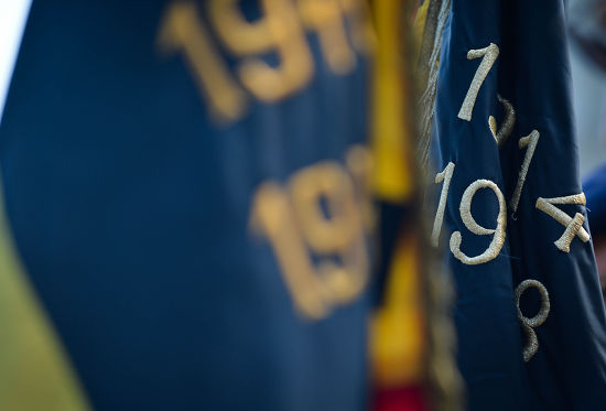 Old Military Flags Displayed During Ceremony Editorial Stock Photo ...