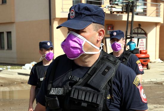 Bosnian Police Wears Surgical Masks They Editorial Stock Photo - Stock ...