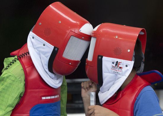 Children Wear Fencing Gear While Waiting Editorial Stock Photo - Stock ...