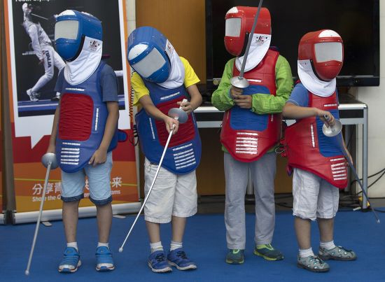 Children Wear Fencing Gear While Waiting Editorial Stock Photo - Stock ...
