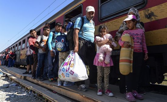 Migrants Refugees Board Train Heading Border Editorial Stock Photo ...