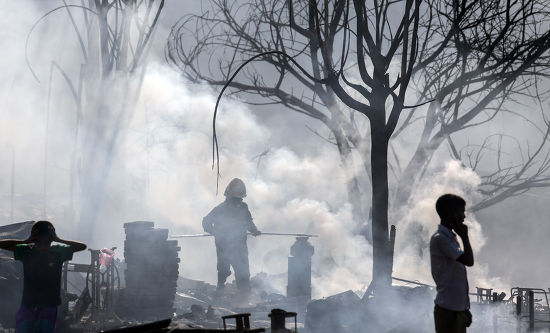 Fire Fighter Residents Stand Smoldering Remains Editorial Stock Photo ...